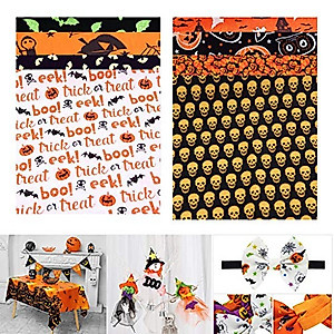 KIPETTO Halloween Cotton Fabric 16Pcs Squares Printed Patchwork Fabric for DIY Sewing Scrapbooking Quilting Masks, 9.8" x 9.8"