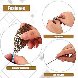 Luinabio 120 Pieces Filigree Connectors Charms Pendants Decoration Tibetan Metal Filigree Findings Embellishments for DIY Hairpin Necklace Earring Jewelry Making(Bronze,Fresh Style)