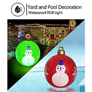 IOKUKI Light Up Pool Balls - 24 Inch Large Outdoor Decorated Ball with Rechargeable LED Light & Remote for Outdoor Yard & Pool Decorations - Red & White 1 PCS