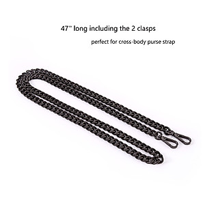 Xiazw 47'' Light Metal Crossbody Purse Chain Straps Replacement for Bag Handbag (Black)