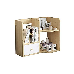 FHDGH Wooden Bookshelf Simple Bookcase Table Shelf Student Creative Cabinet Desktop Bookshelf