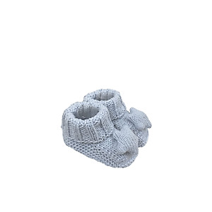 first steps Knitted Baby Hat and Booties Set, Warm Infant Pom Cap & Socks, Winter Outfit Accessories, 0-6 Months, Arctic Ice