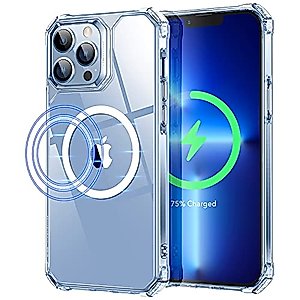 ESR Air Armor Magnetic Case with HaloLock Compatible with iPhone 13 Pro Case, Compatible with MagSafe, Military-Grade Protection, Yellowing-Resistant Hard Back, Shock-Absorbing Corners, Clear