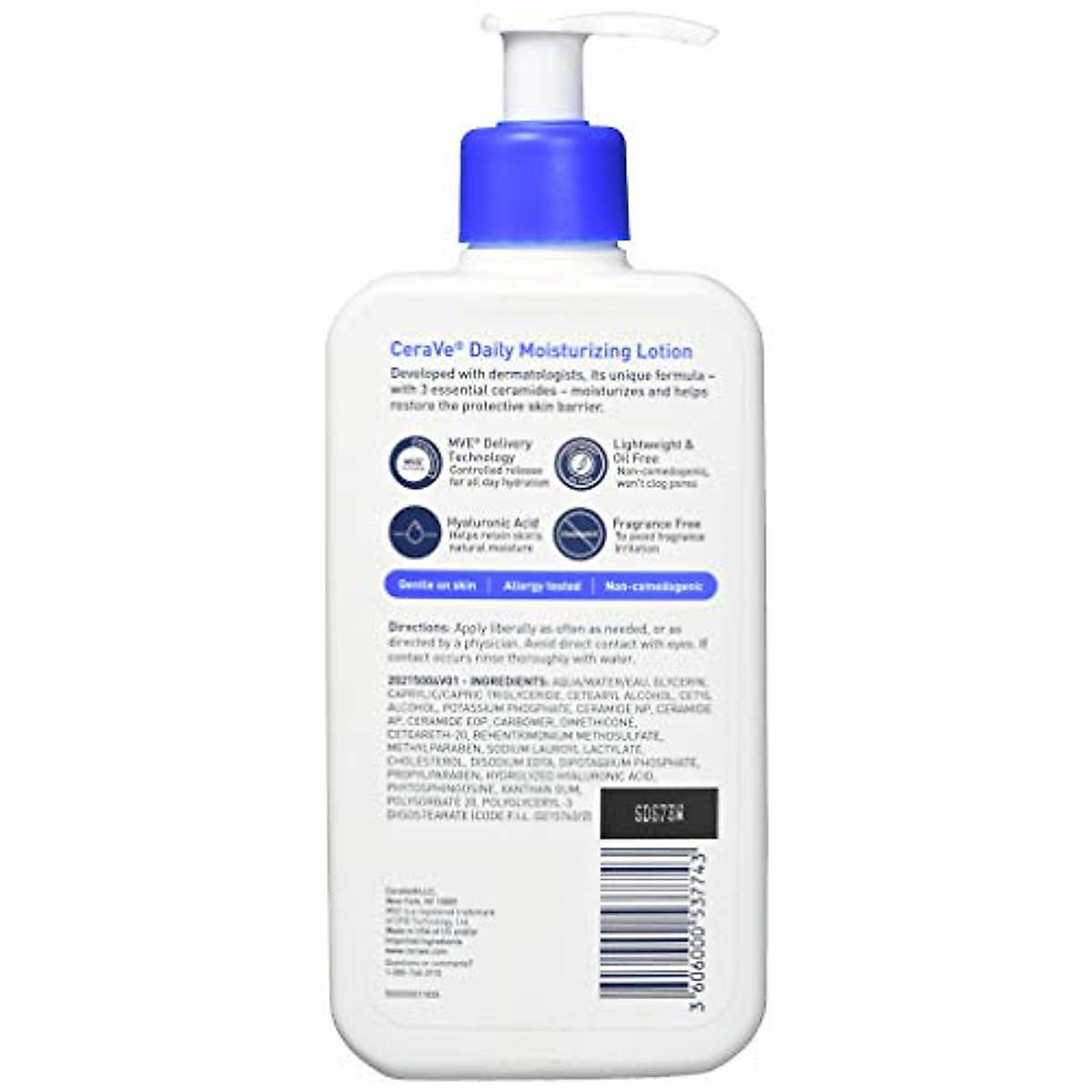 CeraVe Daily moisturizing lotion | 12 ounce | face & body lotion for dry skin with hyaluronic acid | fragrance free, 12 Fl Oz