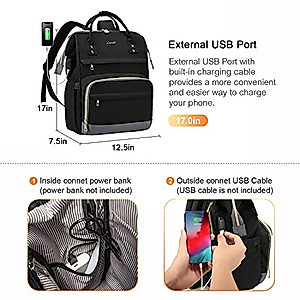 LOVEVOOK Laptop Backpack for Women 17-Inch Travel Work Backpack Purse Airline Approved Teacher Nurse Bag College Backpack with USB Port