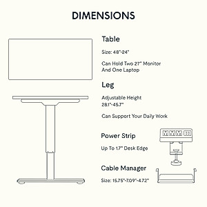 FLEXISPOT EN2 Whole-Piece Standing Desk with Clamp Power Strip, 48 x 24 Electric Stand Up Height Adjustable Desk with Cable Management (White Frame + 48" Maple Top)