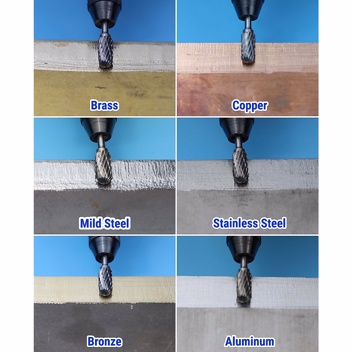 Mars-Rock Carbide Burr Set Compatible with Dremel Milwaukee 1/8" Shank 10PCS w/Wood Base Die Grinder Rotary Tool Rasp Bits Accessories Attachments Metal Wood Stone Plastic Carving Cutting Grinding