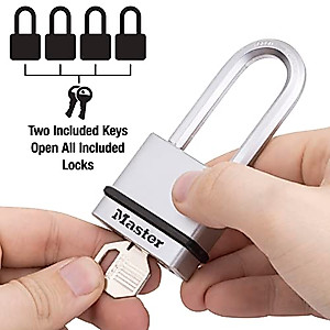 Master Lock M530XQLH Magnum Solid Steel Keyed Alike Padlocks, 1-3/4 in. Wide, 4 Pack Keyed-Alike