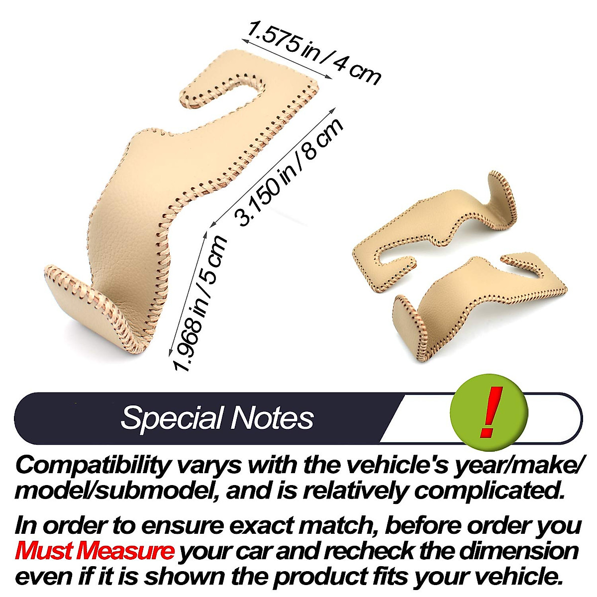 MECHCOS Car Seat Headrest Hooks for Car Back Seat Organizer Hanger Storage Hook Holder for Car SUV Organization Purse Shopping Groceries Bag Handbag, Beige, 2 Pack