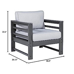 Signature Design by Ashley Outdoor Amora HDPE Patio Lounge Chair, 2 Count, Charcoal Gray