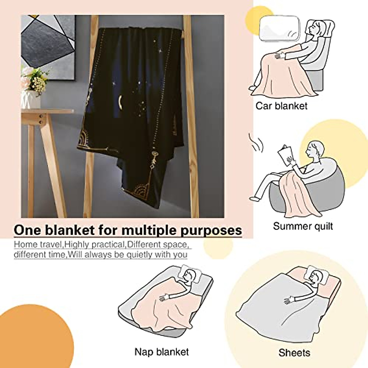 wvihgku Pisces Constellation Blanket Astrology Sign Throw Blanket, Lightweight Microfiber Blanket Birthday Graduation to Mom Gifts for Women Men 50x40 in