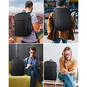 Laptop Backpack 15.6 Inch, Business Durable Lightweight Slim Laptop Tablet Backpack Airline Approved with USB Charging Port, College School Computer Work Bag Bookbag Tech Gifts for Men Women, Black