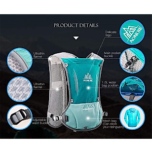 Win.Deeper 5L Lightweight Running Backpack Outdoor Sports Trail Racing Marathon Hiking Fitness Bag Hydration Vest Pack (Black + 500ML Water Bottle)