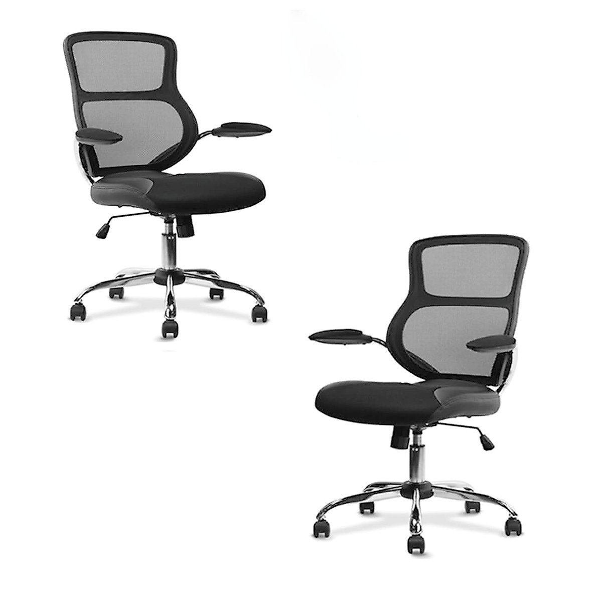 CLATINA Office Computer Desk Chair，Ergonomic High Back Mesh Rolling Work Swivel Task Chairs with Wheels and Arms for Home Bedroom Study Dorm Student Adults (Black) Set of 4