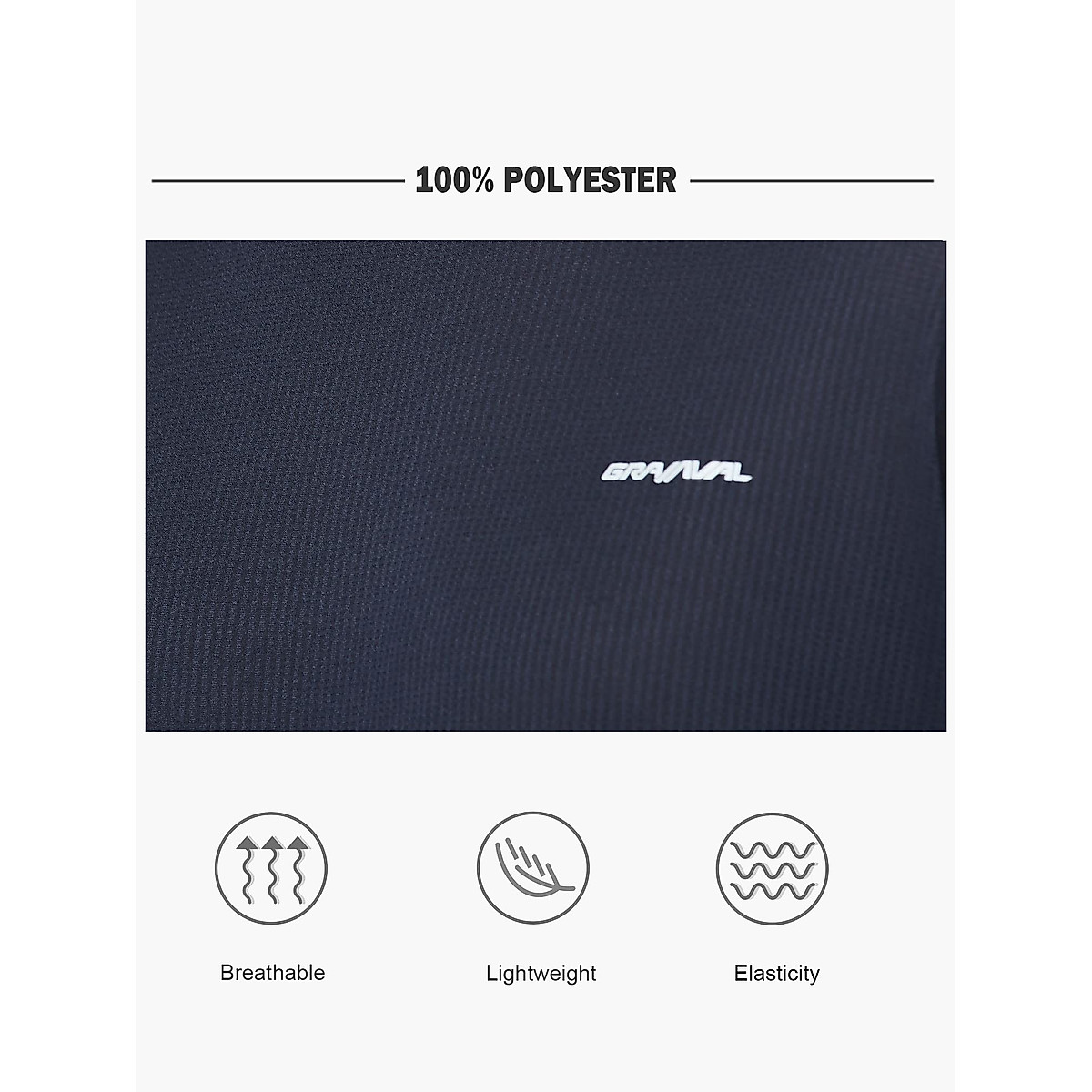 GRAMVAL Men's Crew T-Shirt,Light Weight Dry-Fit Moisture Wicking Active Athletic Performance Dark Navy