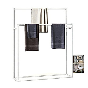 -Shelf Balcony Bathroom Floor Standing Towel Rack,Metal Free Standing Towel Ladder Holder,Towel Bar Stand Storage for Bathroom,Kitchen,Bedroom/White/70 * 22 * 100Cm