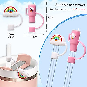 CIZULFY 4Pcs Straw Covers for Stanley Tumbler Cup&Simple Modern 40 oz Trek Tumbler, 10mm Stanley Straw Cover for Reusable Straws, Silicone Straw Topper for Stanley Cup, for Stanley Cup Accessories
