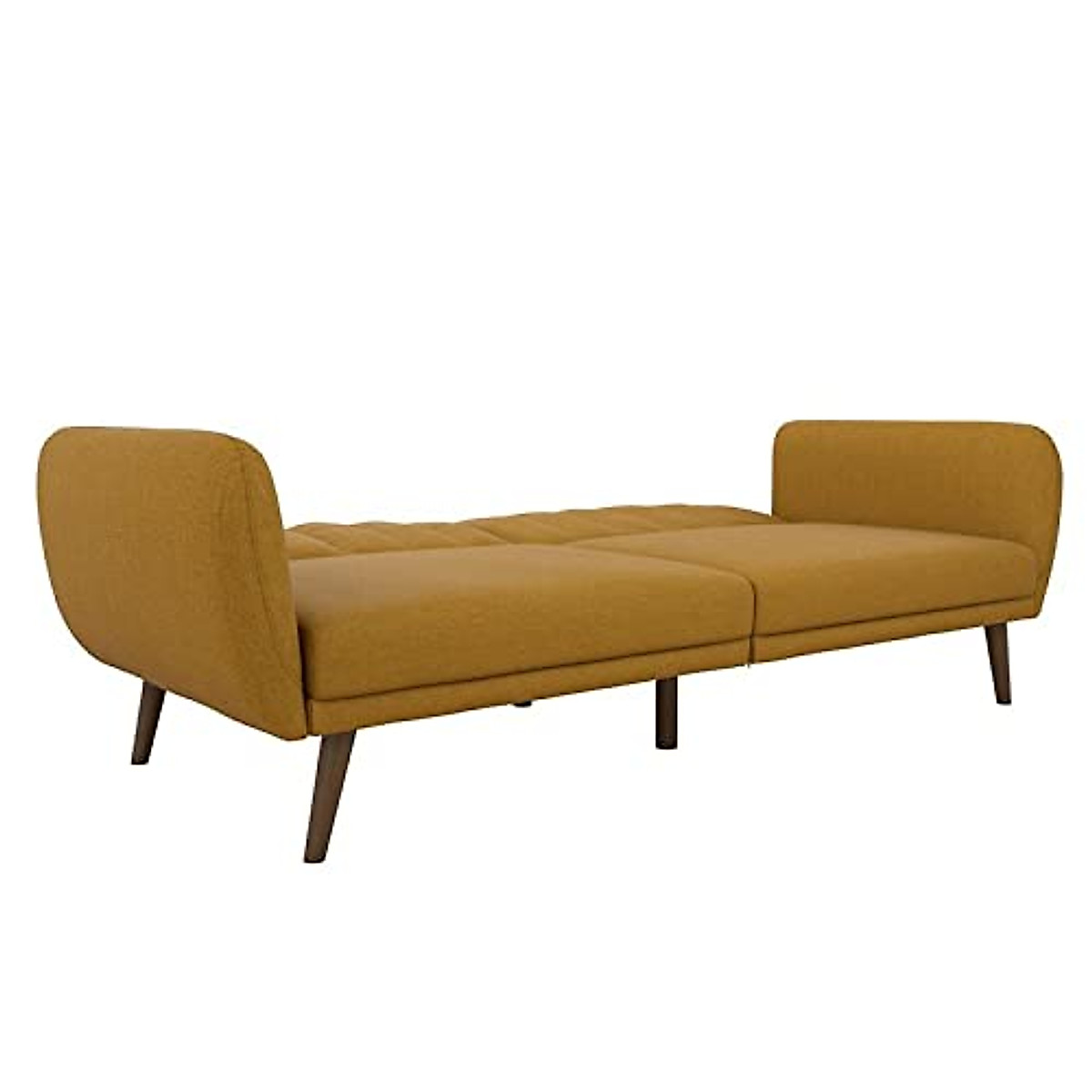 Novogratz Brittany Sofa Futon - Premium Upholstery and Wooden Legs - Mustard