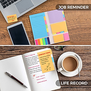 Sticky Notes Set, Divider Self-Stick Notes Pads Bundle with Bookmark Index for Planner Bullet Journaling Notebook Textbook Calendar, School Home Office Supplies. 402Pcs Divider Sticky Notes