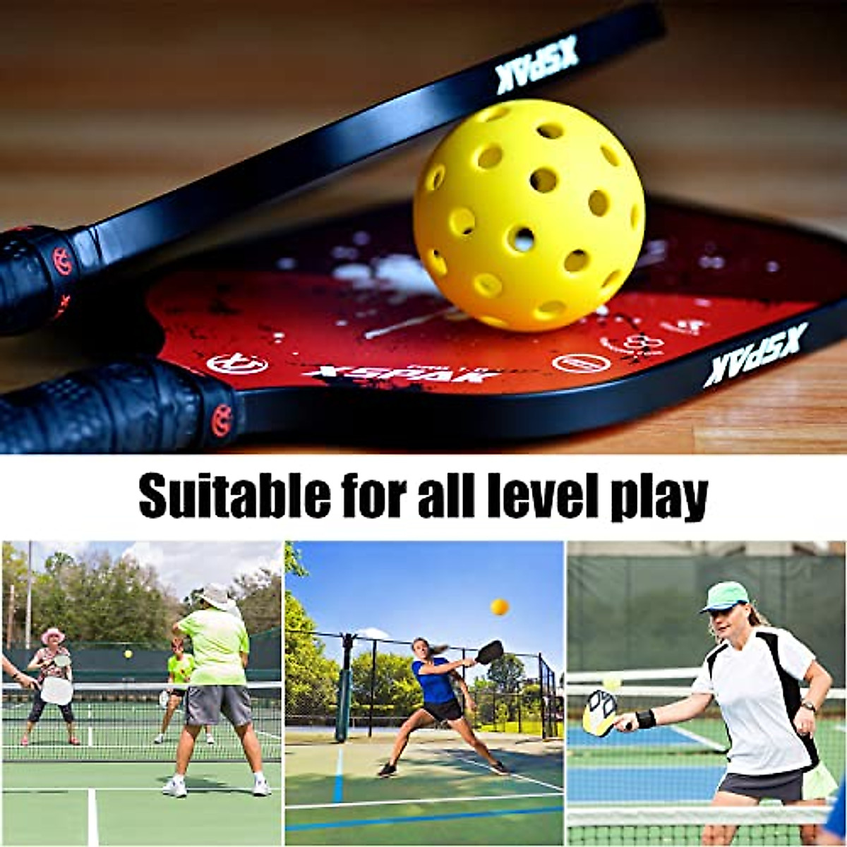 USAPA Approved Outdoor Pickleball Balls - 16 Pcs High-Bounce Balls with 40 Holes for Superior Durability | Tournament-Quality Set in 4 Bright Colors with Convenient Mesh Bag