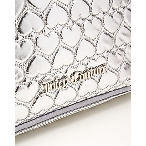 Juicy Couture Women's Cosmetics Bag - Hanging Travel Makeup and Toiletries Kit - Makeup Accessories Organizer Case with Hook, Size One Size, Silver