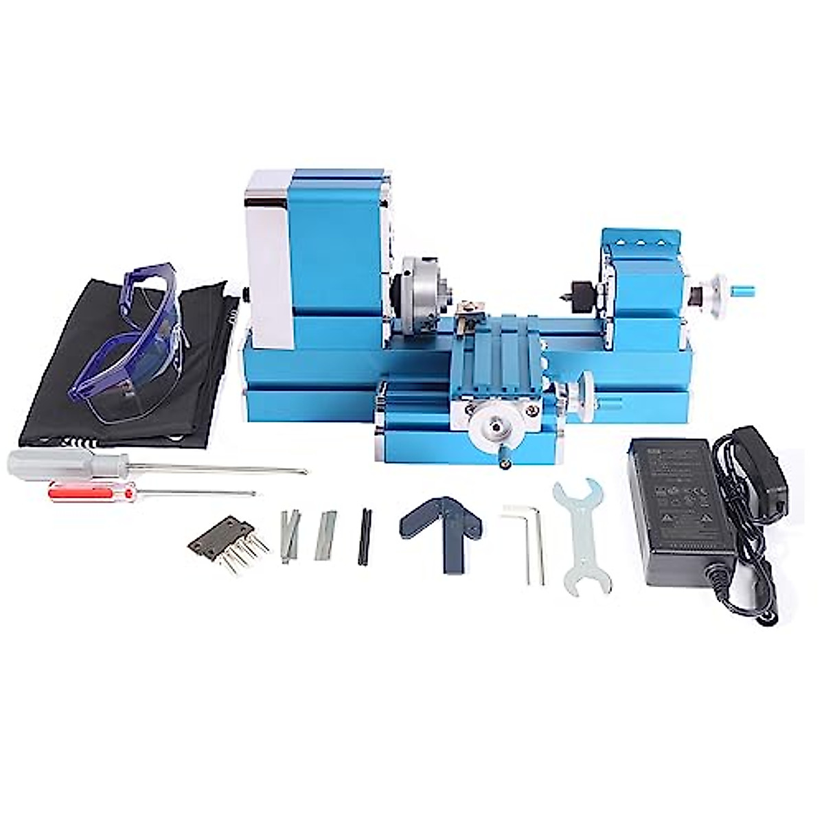 Mini Metal Lathe Machine DIY Tool Benchtop Wood Lathe Woodworking for Hobby Sience Education Modelmaking, AC110V-240V50/60HZ