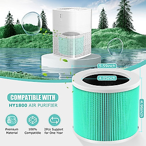 HY1800 H13 True HEPA Replacement Filter Compatible with MORENTO/CHIVALZ/Loytio/AYAFATO/Honeyuan/IOIOW HY1800 Air Purifier, 3-in-1 Filtration System HEPA Activated Carbon HY1800 Filter 2 Pack