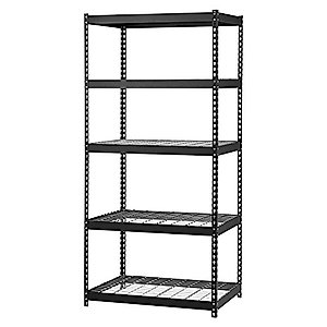 Edsal MROP3618W5B Steel Storage Rack, 5 Adjustable Shelves, 5000 lb. Capacity, 72" Height x 36" Width x 18" Depth, Black