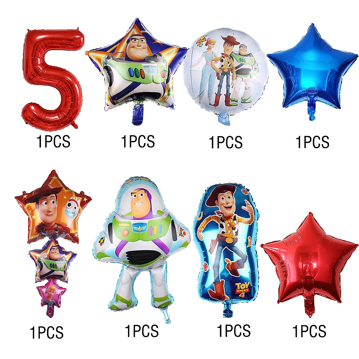 Toy Inspired Story Party Supplies Toy Story 5th Birthday Foil Balloons for Kids 5th Birthday Baby Shower Party Decorations (5th Birthday)