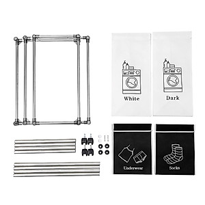 QMIT Vertical Laundry Sorter 4 Sections, 4 section laundry hamper,Laundry Sorter Cart, (wheel)