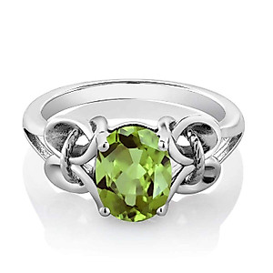 Gem Stone King 925 Sterling Silver Oval Gemstone Birthstone Engagement Ring | Oval 9X7MM | Wedding Anniversary Promise Ring For Women | Available in size 5, 6, 7, 8, 9
