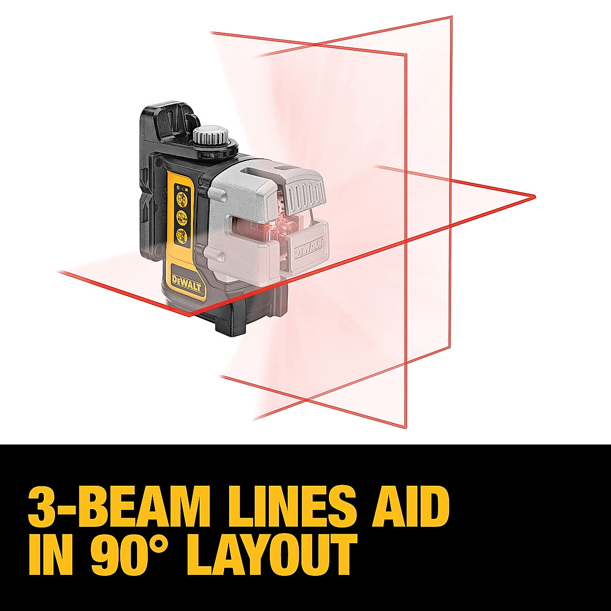 DEWALT Line Laser, Self-Leveling, Red, 3-Beam (DW089K)