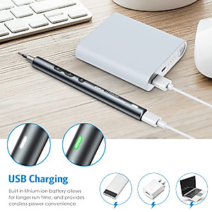 AMIR 62 In 1 Automatic Screwdriver, Mini Electric Precision Screwdriver Set, Power Small Cordless Torque Repair Tools With 48 Magnetic Bits, Led Light, USB Charge, Fix Phone Laptop Toys Watch Camera