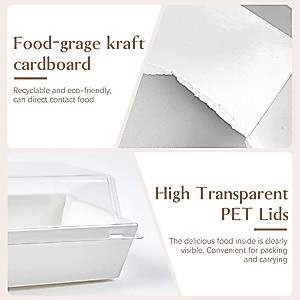 ZORRITA 50 Pack Paper Charcuterie Boxes with Clear Lids, Disposable Sandwich Boxes Square Cake Box To Go Food Containers for Bakery, Strawberries, Cake Slice and Cookies (White)