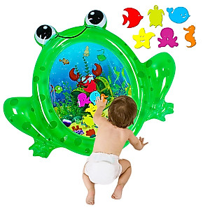 SUNSHINE-MALL Frog Baby Water mat, Tummy Baby Toys, Inflatable Play Mat Water Cushion Baby Toys, Fun Early Development Activity Play Center for Newborn (93 x 77 cm)