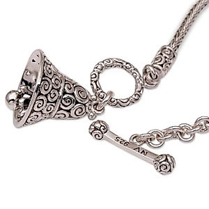 NOVICA Artisan Handmade .925 Sterling Silver Bracelet No Stone Chain Indonesia 'Bell Charm'