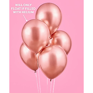 xo, Fetti Rose Gold Chrome Balloons - 25 pk, 12" | Bachelorette Party Decorations, Bridal Shower, Birthday Party, Engagement