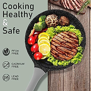 COOKER KING Nonstick Frying Pan with Lid-11Inch Nonstick Skillet Healthy Cookware, PFOA Free Granite Coating | Cooking Pan with Heat-Resistant Handle-Induction Compatible