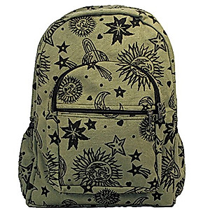 Dominion Sun Moon Planets and Stars Celestial Green Backpack
