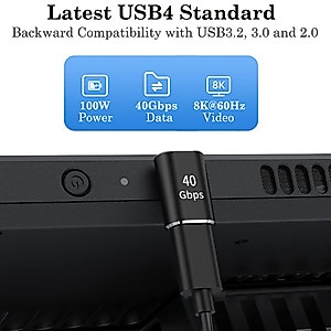 AuviPal 90 Degree USB C Adapter (4 Pack), USB Type C Right Angle Connector for Steam Deck, ROG Ally, MacBook, Notebook, Smart Tablet & Phone and More - Black