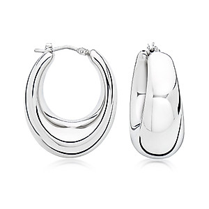 Ross-Simons Italian Sterling Silver Graduated Hoop Earrings