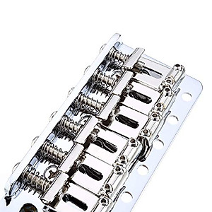 Musiclily Pro 56.5mm Vintage Guitar 6 Screw Tremolo Bridge Steel Saddles for Vintage Fender American Strat Stratocaster Electric Guitar, Chrome