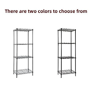 YOHKOH 4-Tier Wire Shelving Metal Storage Rack Adjustable Shelves for Laundry Bathroom Kitchen Pantry Closet (Black, 16.8L x 11.9W x 49H)