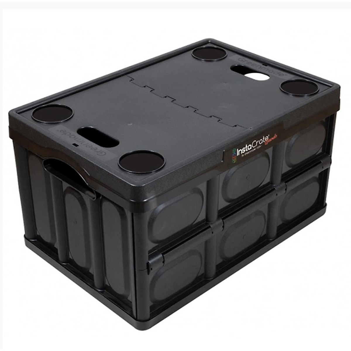 Greenmade InstaCrate Grande Black Collapsible Storage Container with Lid 16.5 Gallon Made in USA