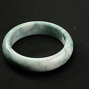 59mm Certified Bluish Green Burma Jadeite Jade Bangle Bracelet