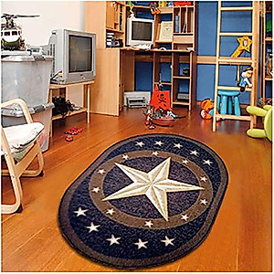 Furnish my Place 800 Texas Star Cowboy Area Kids Rug for Playroom, Bathroom & Kindergarten Classroom, Floor Mat, Texas Western Star Rustic, Multicolor (2'2"x8')