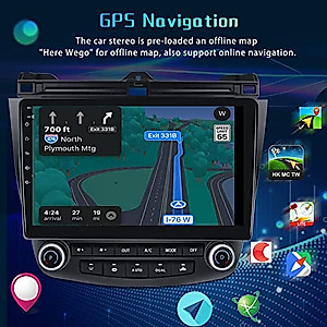 Android 11 Car Stereo for Honda Accord 7th 2003 2004 2005 2006 2007 Built-in Wireless Carplay Android Auto 10 Inch Touchscreen Radio with Backup Camera GPS WiFi HiFi Bluetooth Steering Wheel Control