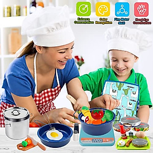 Holycco Pretend Play Kitchen Accessories Toys for Kids, Stainless Steel Play Pots and Pans Sets for Kids, Kids Kitchen Playset Accessories, Birthday Gift Toys for Girls Boys Ages 4 5 6 7 8