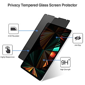 ProCase for iPad Pro 12.9 4-Way Privacy Screen Protector 2022 2021 2020 2018, 360 Degree Anti-Spy Tempered Glass Film Guard for iPad Pro 12.9 Inch 6th 5th 4th 3rd