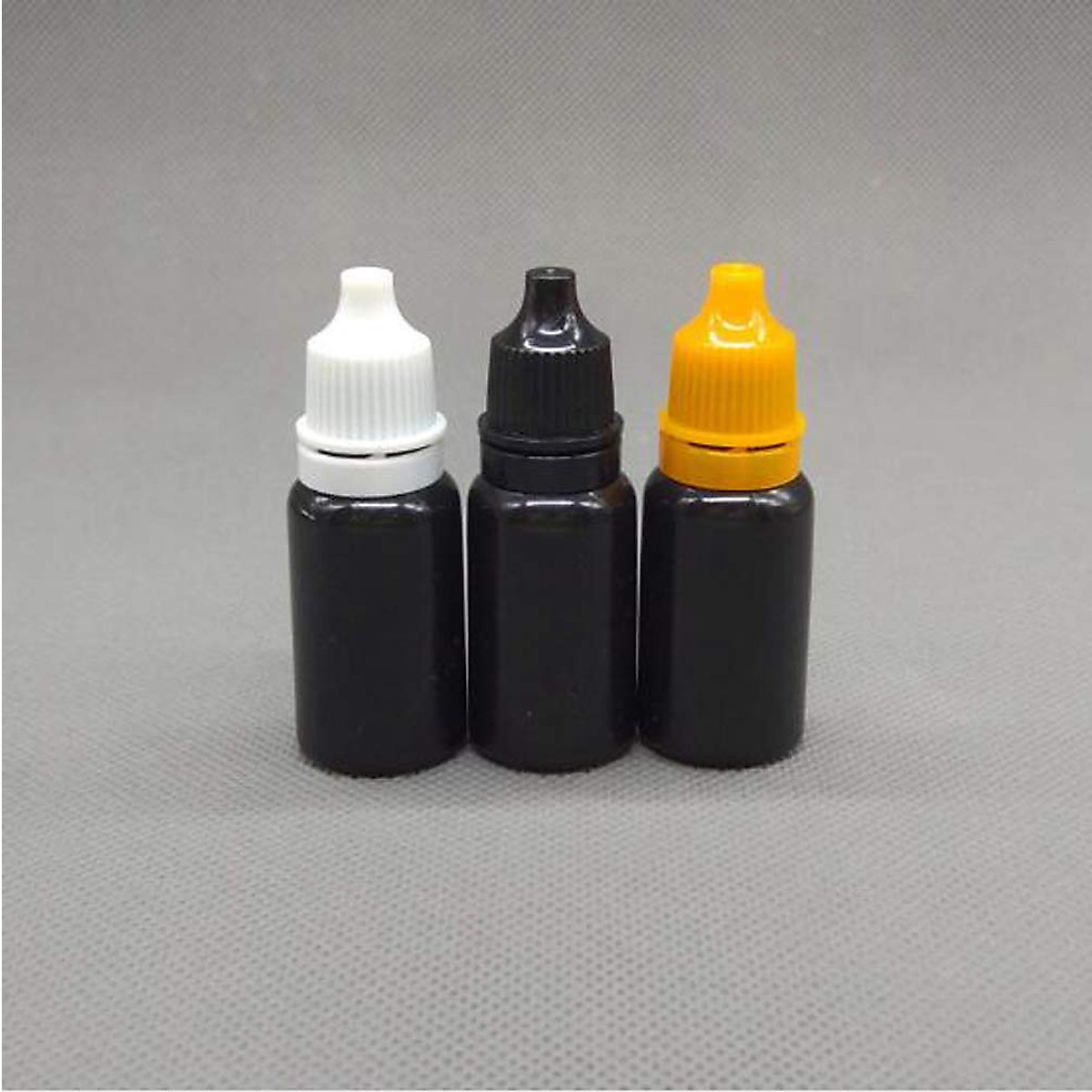 FZBNSRKO 50pcs 10 ml Black Plastic Empty Squeezable Dropper Bottles Eye Liquid Dropper Bottles with Muti-Color Caps